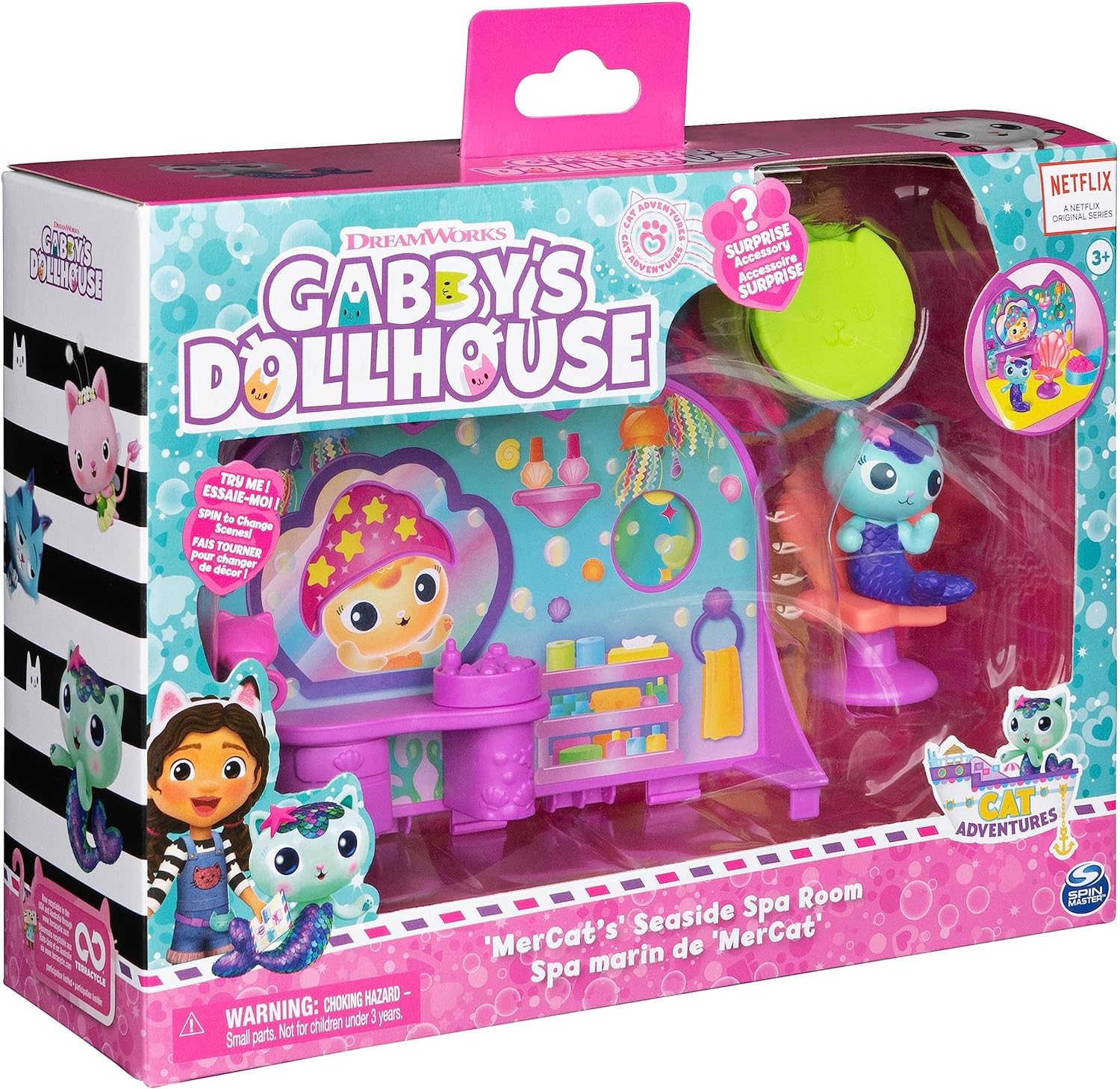 DreamWorks Gabby’s Dollhouse, MerCat’s Spa Room Playset, with MerCat ...